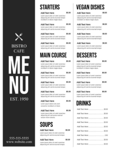 Café Menu Sheet Template | Free Sheet Templates