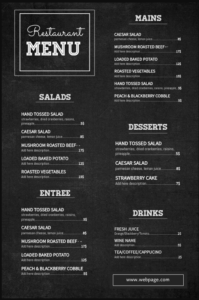 Fast Food Restaurant Menu Sheet Template | Free Sheet Templates