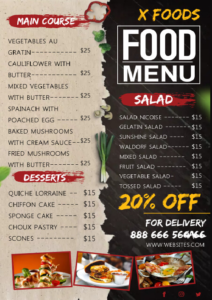 Restaurant Menu Sheet Example | Free Sheet Templates