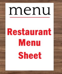 restaurantmenusheettemplate | Free Sheet Templates