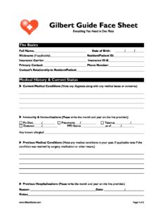 Face Sheet Template | Free Sheet Templates