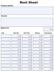 Rent Sheet Template | Free Sheet Templates