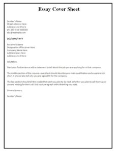 Essay Cover Sheet Format | Free Sheet Templates
