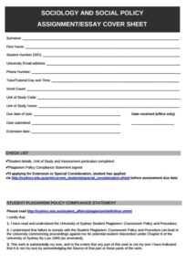 Professional Essay Cover Sheet Template | Free Sheet Templates